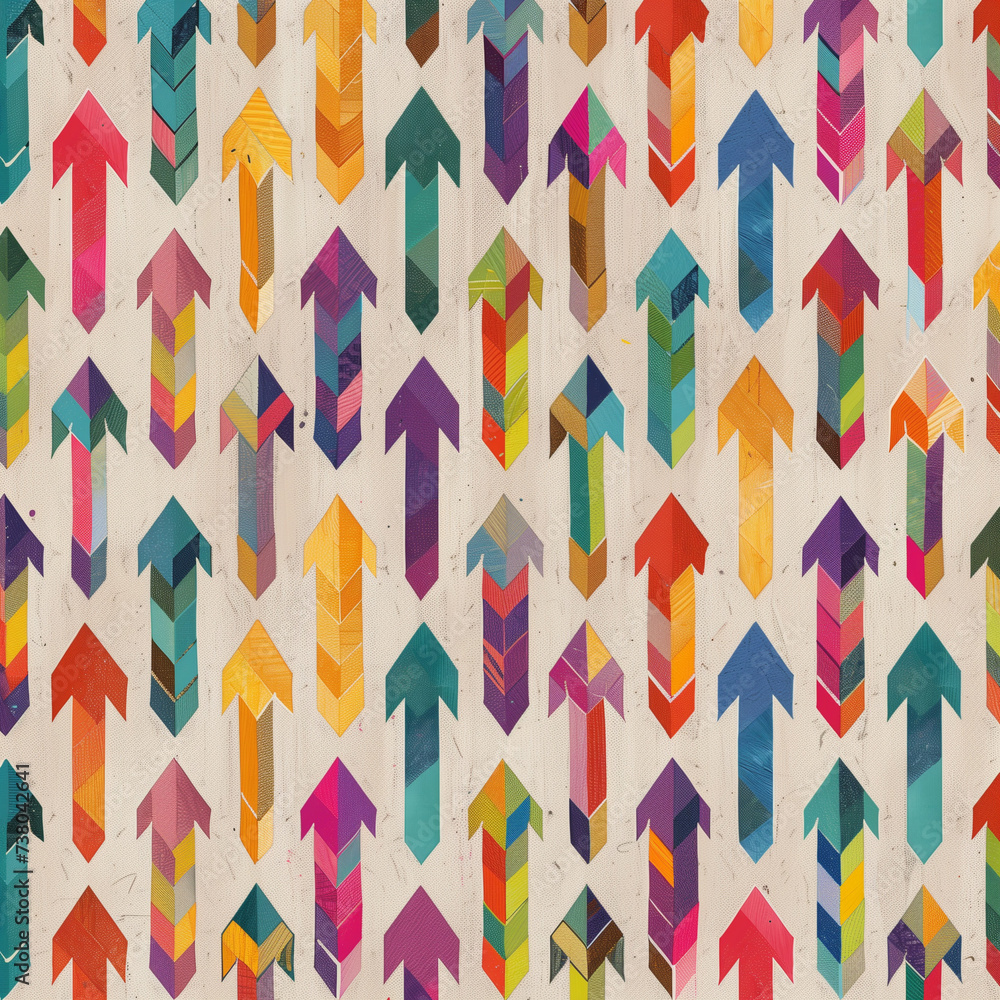 Colorful Array: Seamless Pattern of Hand-Painted Arrows in Vibrant Hues ...