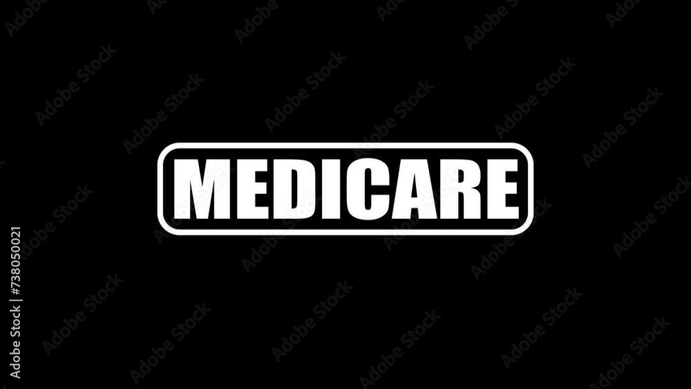 medicare stamp moving into frame on black background. 4K motion ...