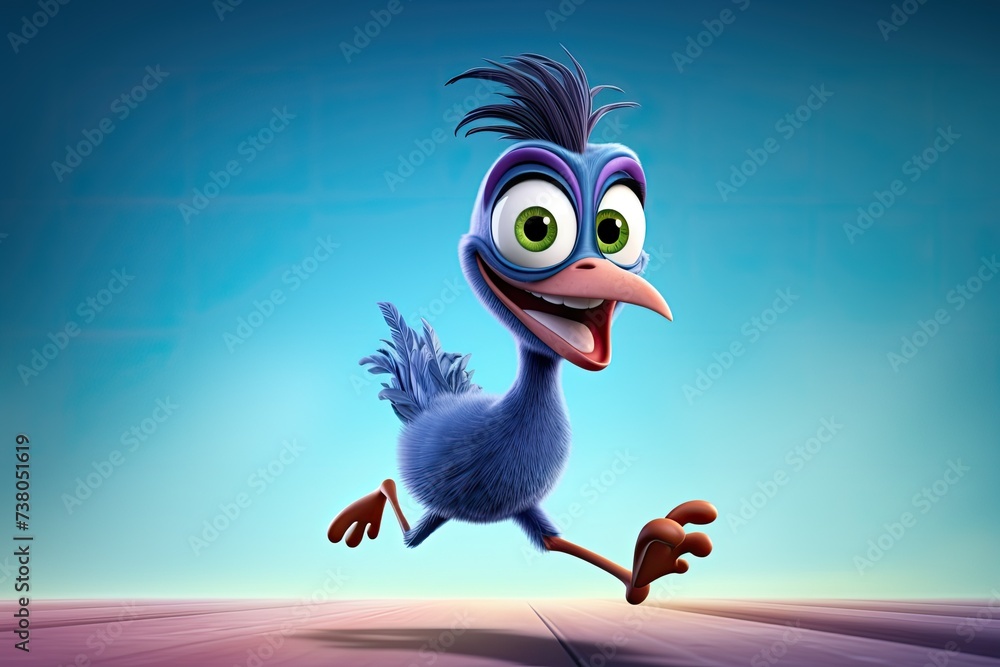 Cute Cartoon Roadrunner Character with Big Eyes Stock Illustration ...