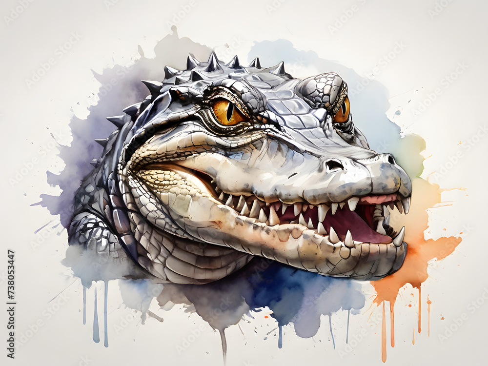 "Vintage Watercolor American Alligator Logo" "Classic Alligator Emblem ...