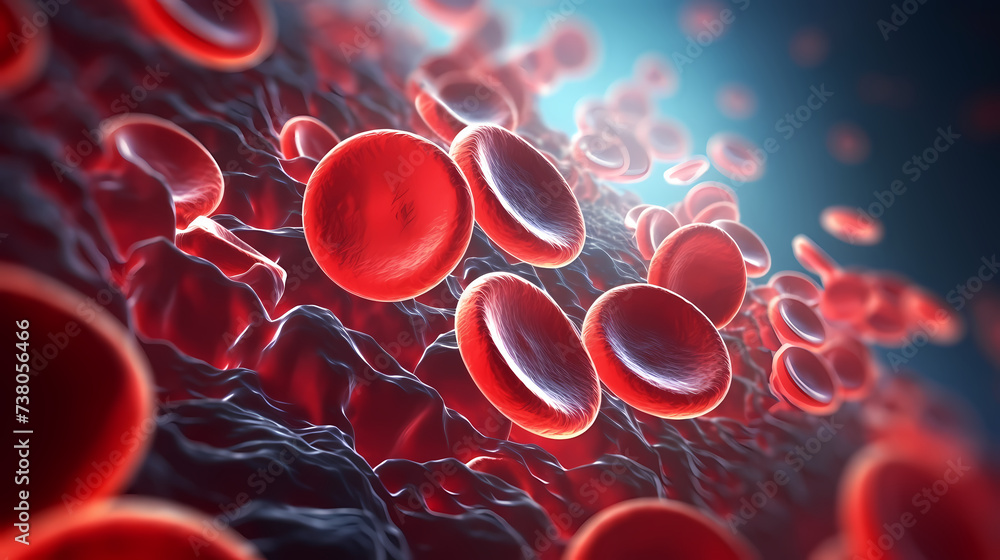 Macroscopic flow of red blood cells flowing through an artery Stock ...