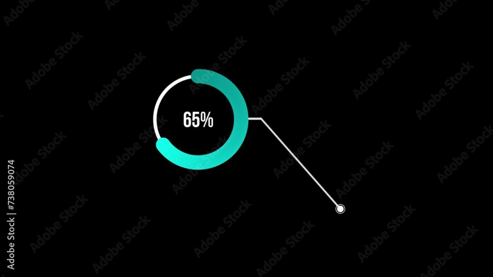 65 percent Call out Pie Chart Animation. Sixty Five percent Glowing ...