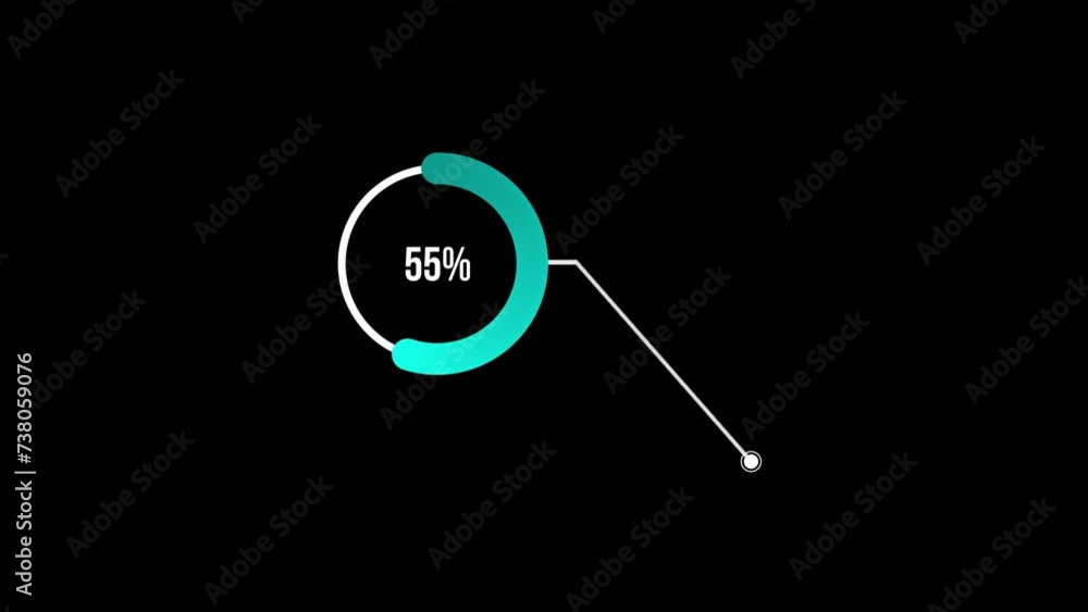 55 percent Call out Pie Chart Animation. Fifty Five percent Glowing ...