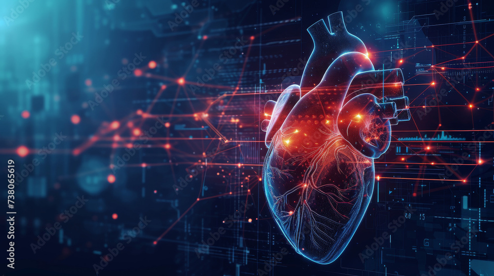 futuristic medical research or heart cardiology health care with ...