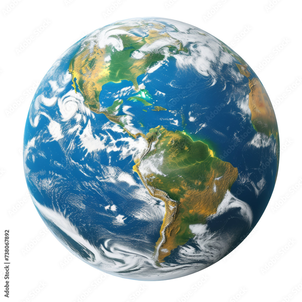 Detailed Globe with Continents Isolated on Transparent or White ...