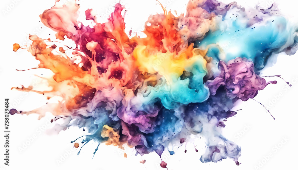 Colorful paint stains. Watercolor spots on a white. Rainbow design of ...