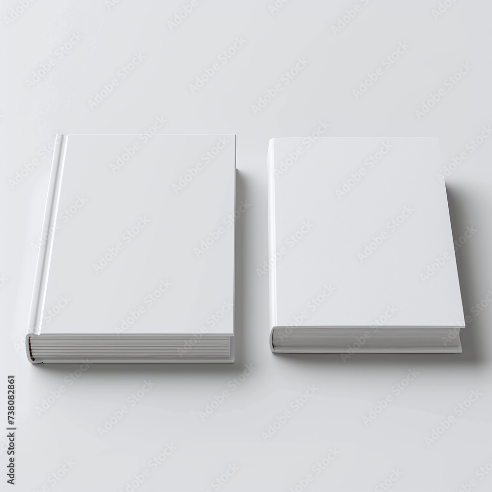 blank book mockup, white cover, front and back mockup, white background ...