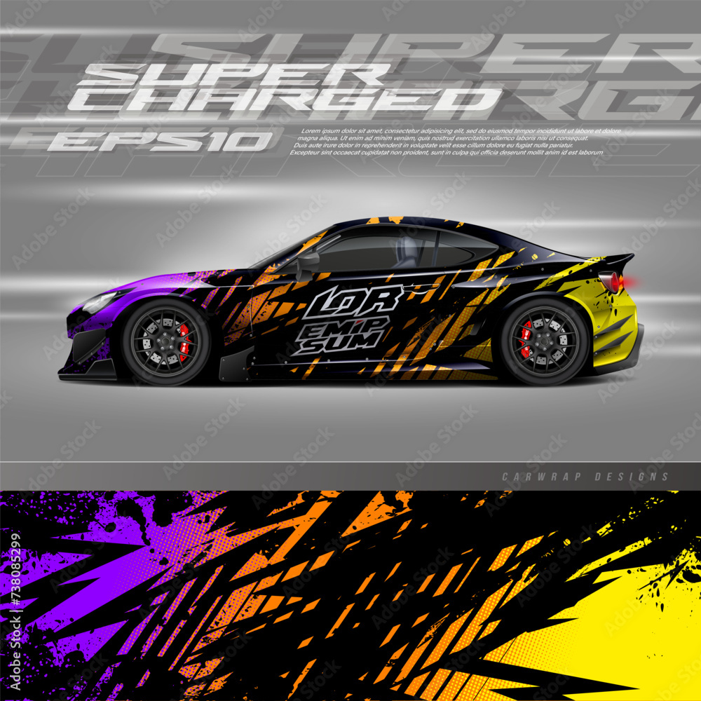 Racing car wrap design vector. Graphic abstract stripe racing ...