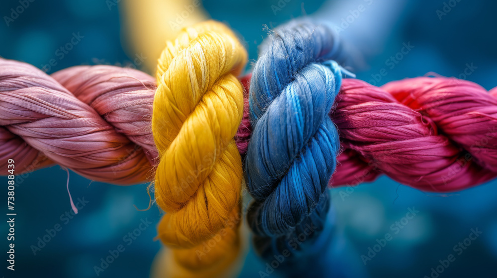 Team rope diverse strength connect partnership together teamwork unity ...