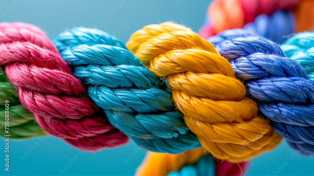 Team rope diverse strength connect partnership together teamwork unity ...