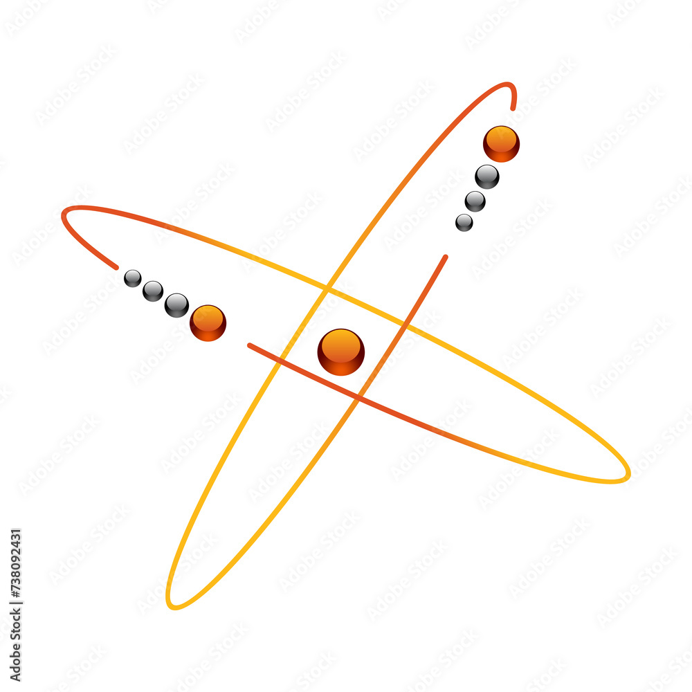 Atom symbols of nuclear energy icon. Scientific research and molecular ...