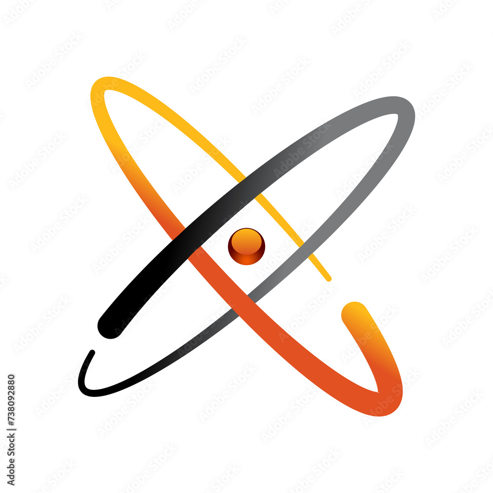 Atom symbols of nuclear energy icon. Scientific research and molecular ...