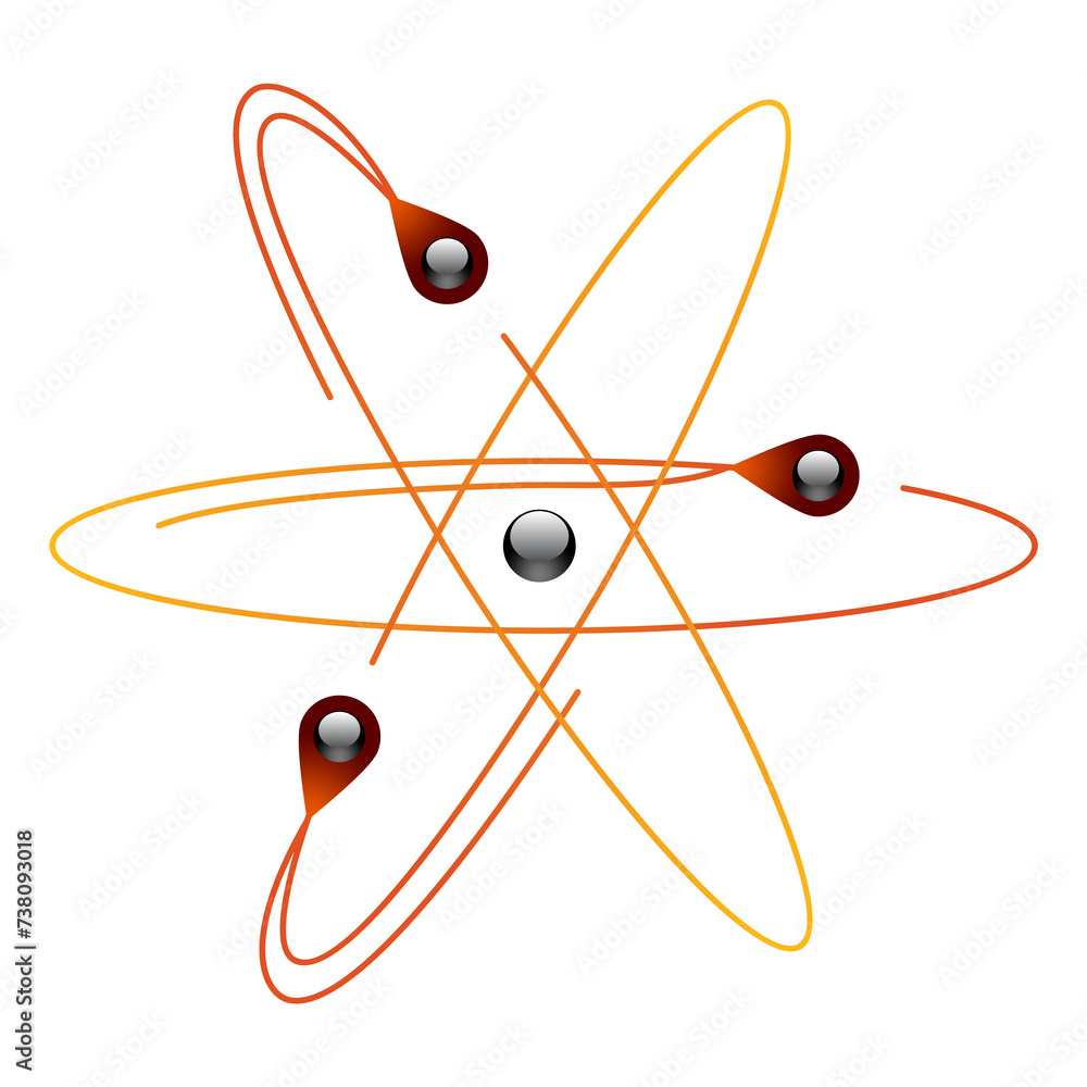 Atom symbols of nuclear energy icon. Scientific research and molecular ...