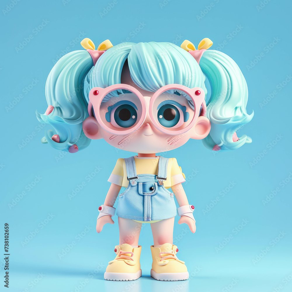 Sweet girl figure by Popmart in pastel colors, 3D render, 4K resolution ...