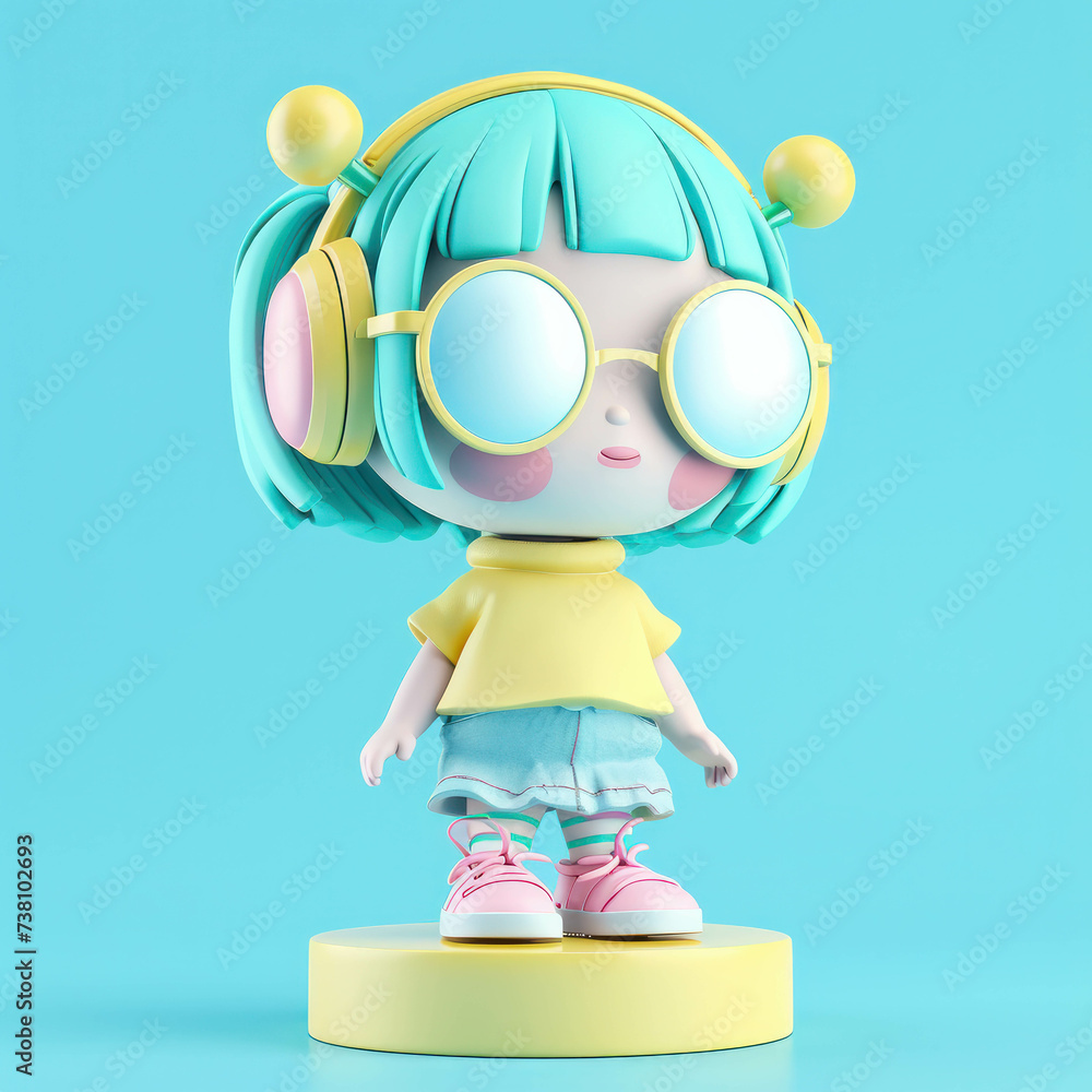 Sweet girl figure by Popmart in pastel colors, 3D render, 4K resolution ...