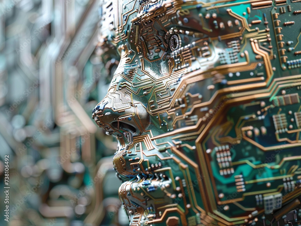 Fusion of a circuit board and a human face with meticulous attention to ...