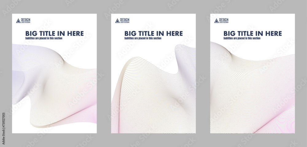 Three book covers with wavy line backgrounds and color gradients Stock ...