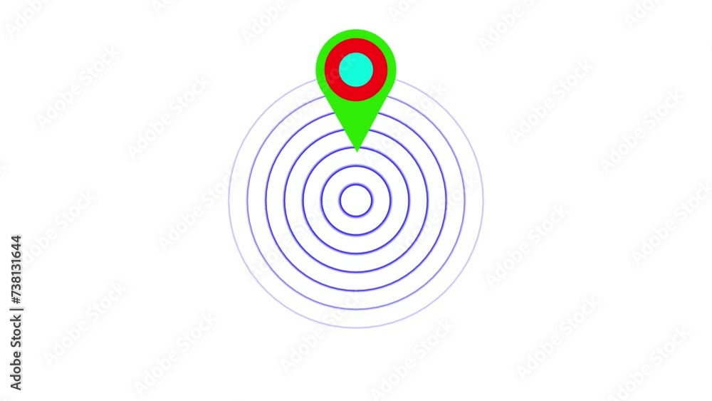 GPS location pointer icon animated with radio wave. Location map ...