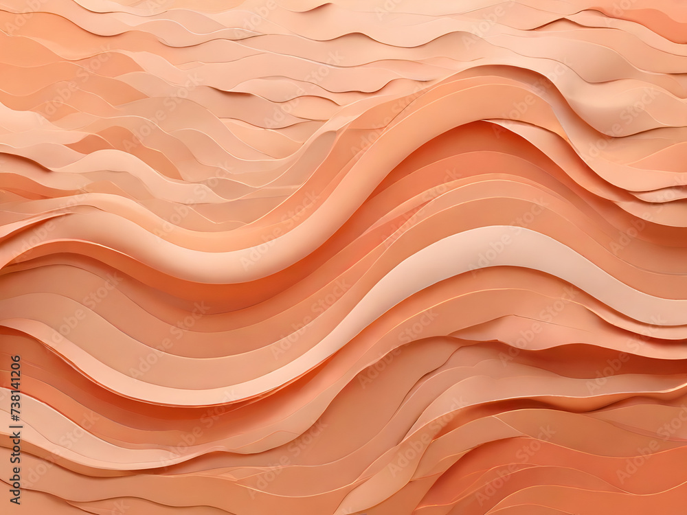 "Peach Fuzz Dream: Abstract Waves Backdrop" "2024 Color Trend: Peach Fuzz Waves Abstract ...