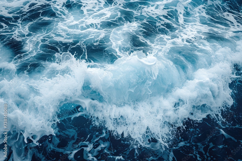 This aerial photo showcases a large expanse of water completely ...