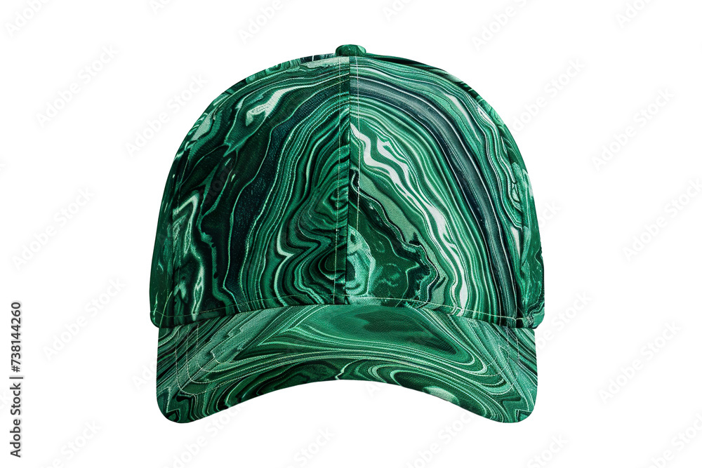 Emerald blue baseball cap mockup front view, white background isolated ...