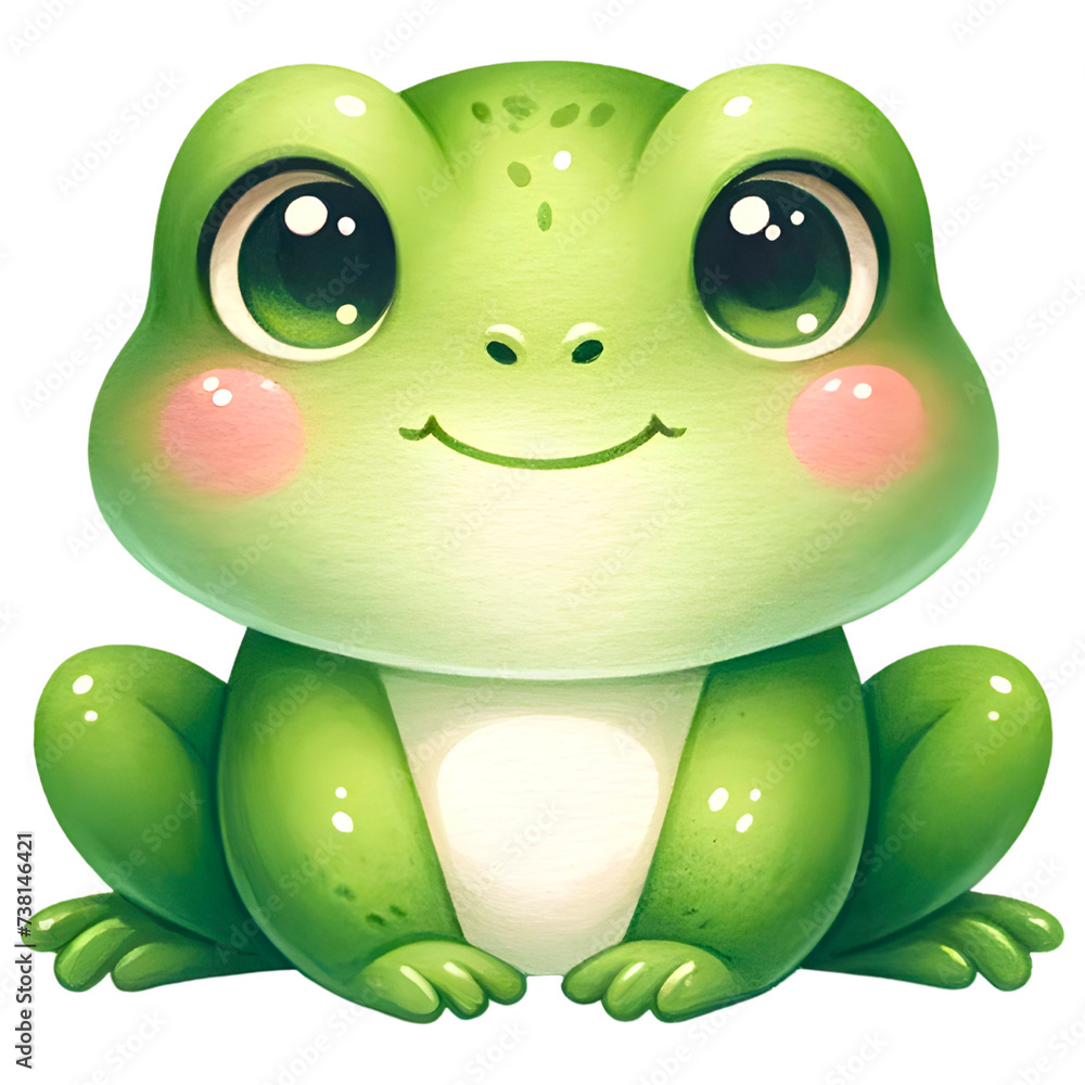Cute watercolor frog clipart with transparent background Stock ...