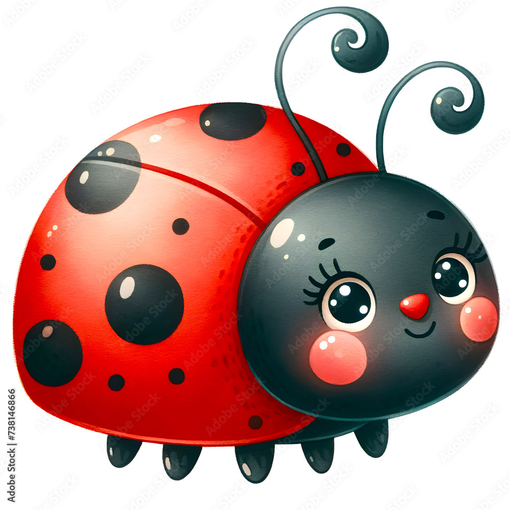 Cute ladybug watercolor clipart with transparent background Stock ...