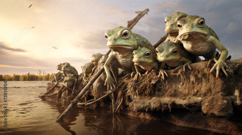 Plague of frogs in Egypt at the time of Moses when God freed His people ...