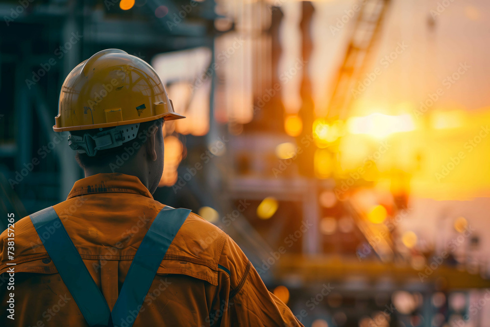oil worker working in oil rig In the middle of the sea to find and ...