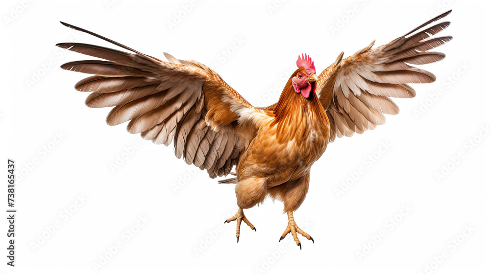 Flying Chicken . isolated on white background Stock Photo | Adobe Stock