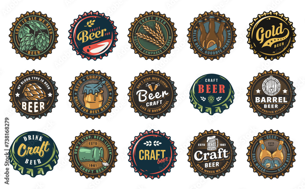Beer Set of Retro Vintage Beer Badges and Labels for the Design of ...