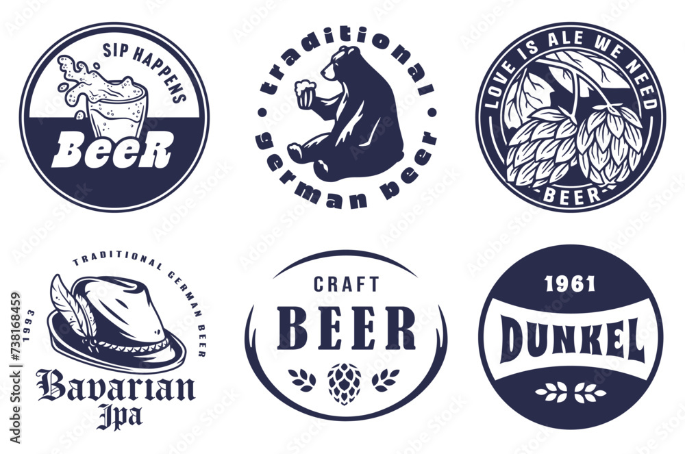Beer Set of Retro Vintage Beer Badges and Labels for the Design of ...