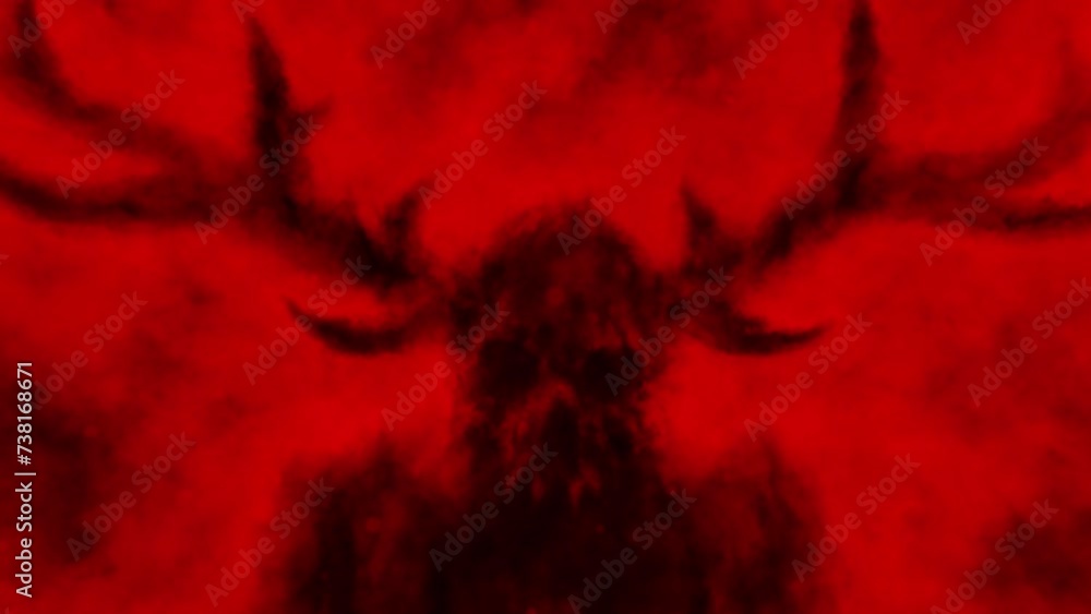 Scary deer demon. Spooky 2d animation for Halloween. Bloody skull with ...