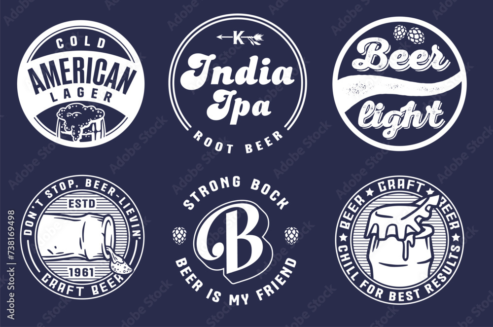 Beer Set of Retro Vintage Beer Badges and Labels for the Design of ...