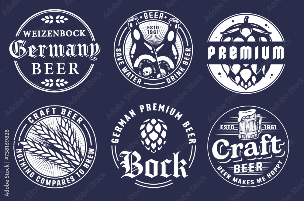 Beer Set of Retro Vintage Beer Badges and Labels for the Design of ...