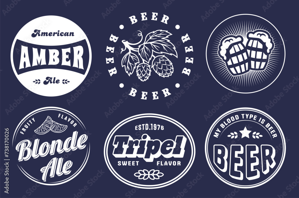 Beer Set of Retro Vintage Beer Badges and Labels for the Design of ...