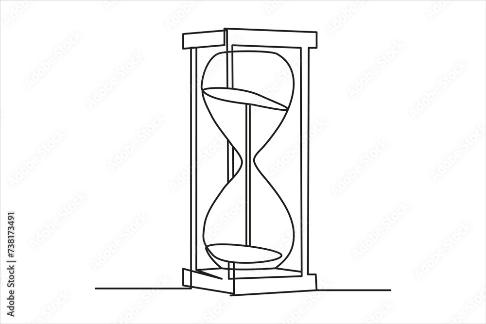 hourglass in continuous one line vector drawing. Line art hourglass ...