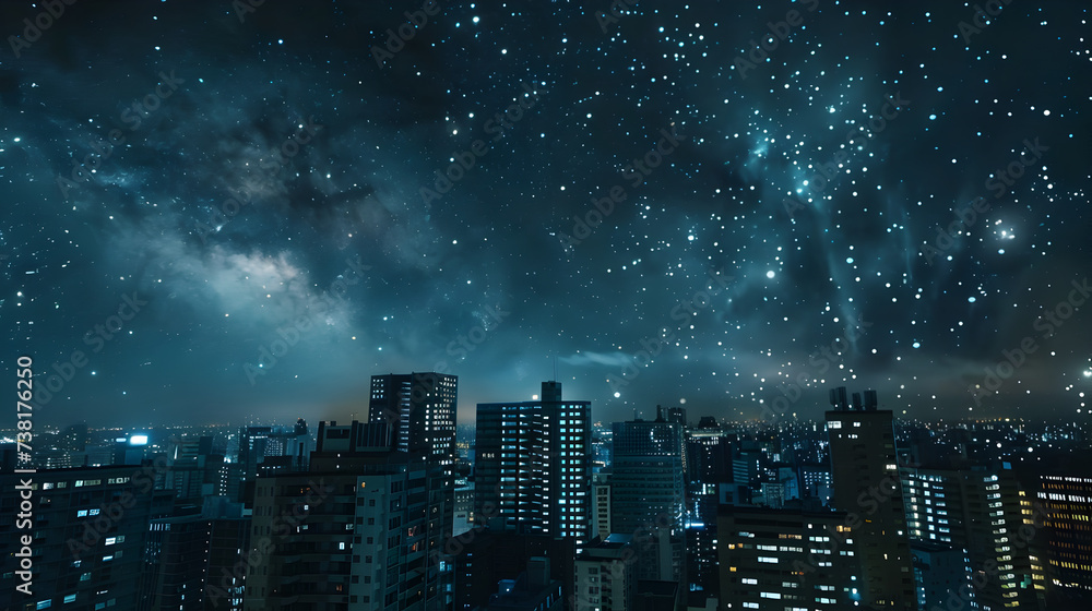 Night milky way and stars in dark sky in town for stargazing ...