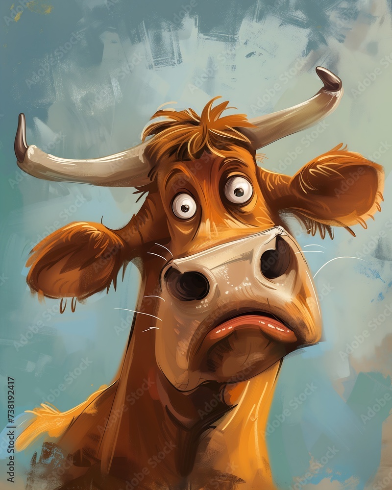 cow big nose portrait frightened look profile exasperated western old ...