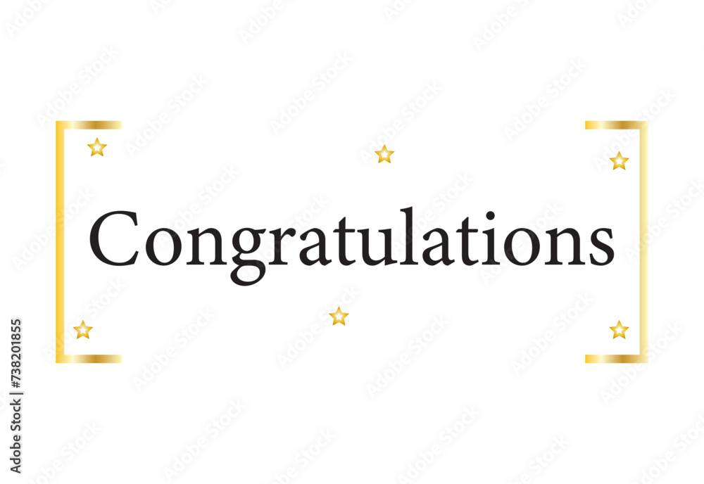 Congratulations lettering message with elegant golden frame. Congrats ...