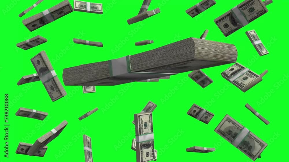 Dollar banknotes flying Money Rain. Falling bills American money 100 US ...