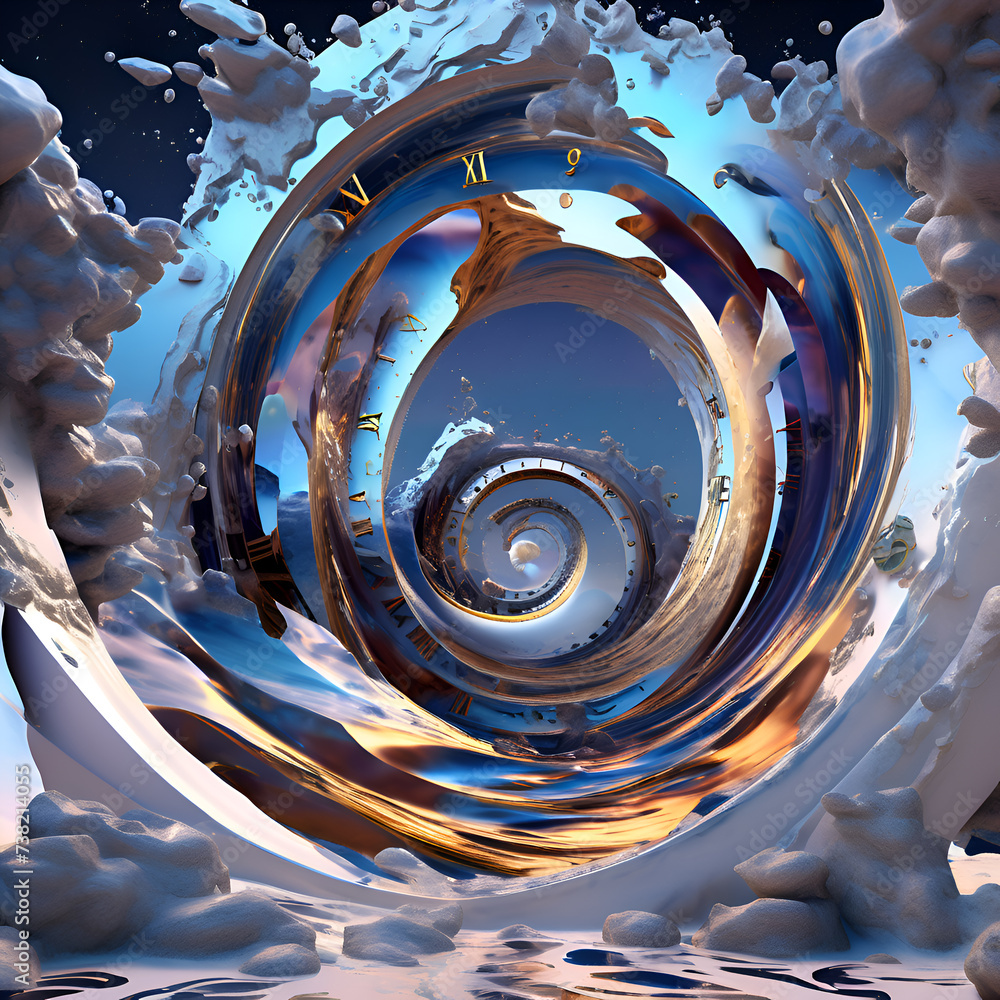 Digital fine art work with abstract portal of time, timing and four ...