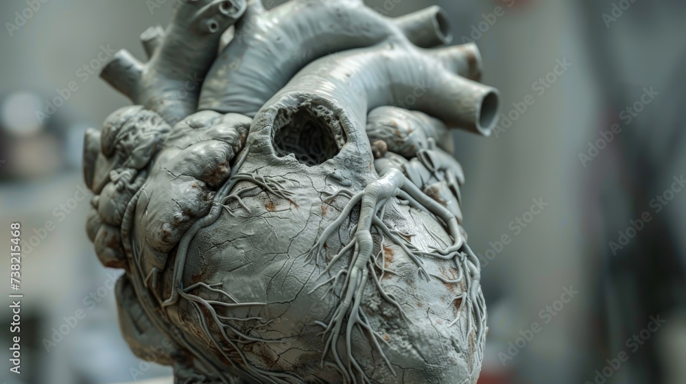Close-up image of a realistic human heart model showing detailed ...