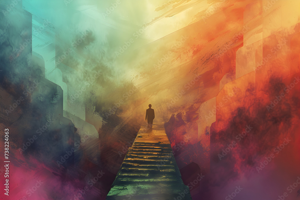 Digital artwork portraying the internal conflict of self-doubt and ...