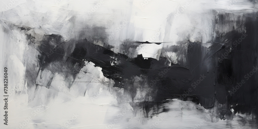 Abstract high contrast black and white color modern oil paint brush ...