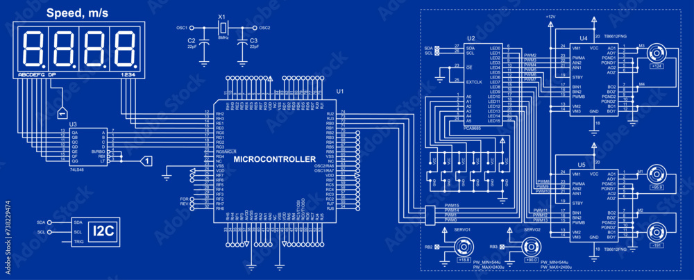 Schematic diagram of electronic device with motor operating under ...