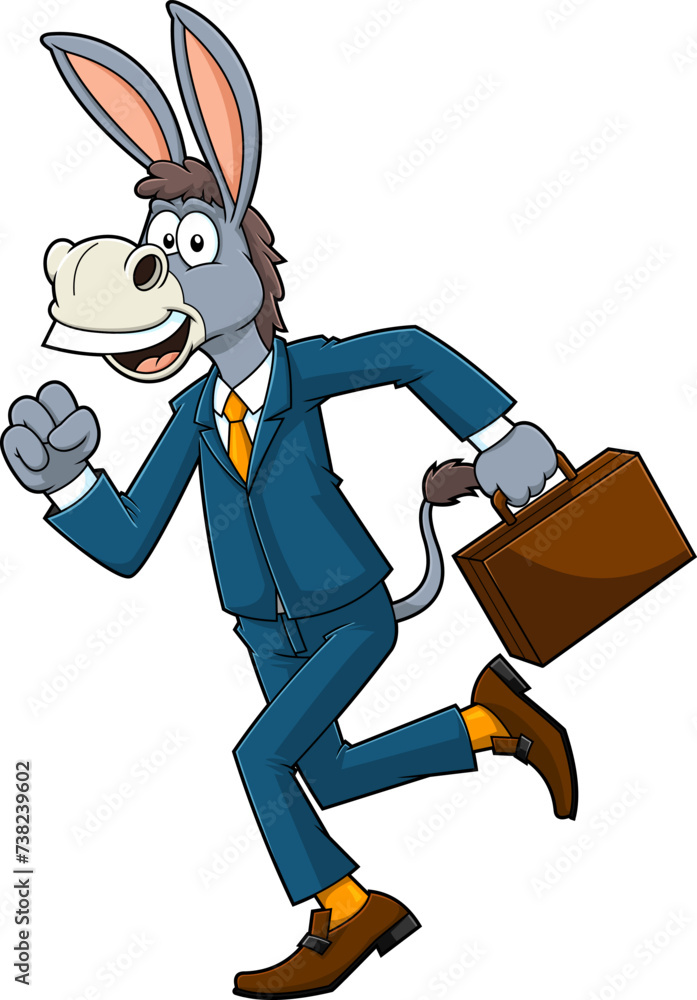 Business Donkey Jackass Cartoon Character Running With Suitcases ...