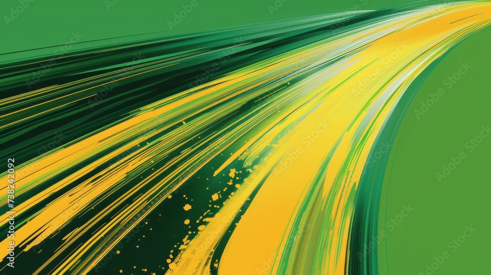 neon green abstract power line technology background, speed data ...