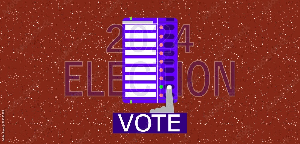 Electronic Voting Machine (EVM) design banner isolated on a pattern ...