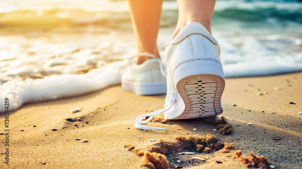 Barefoot Runner on a Sandy Beach, Concept of Natural Running and Active ...